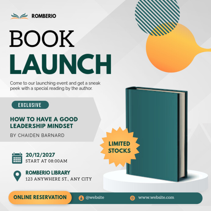 White Modern & Minimal Book Launch Instagram Post Template | PosterMyWall