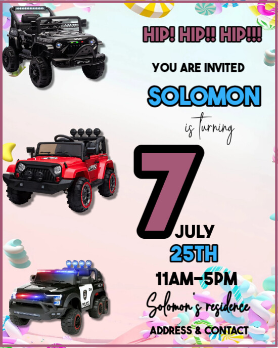 Plantilla de White Modern & Minimal Boys’ Toy Car Birthday Invitation ...