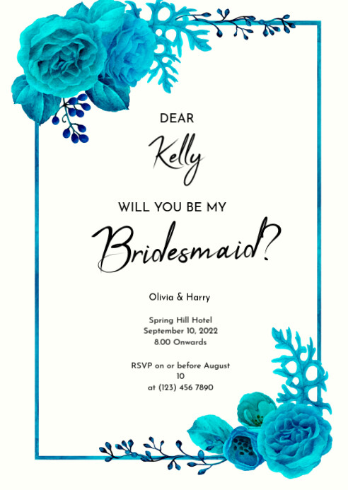White Modern & Minimal Bridesmaid Invitation A6 Template | PosterMyWall