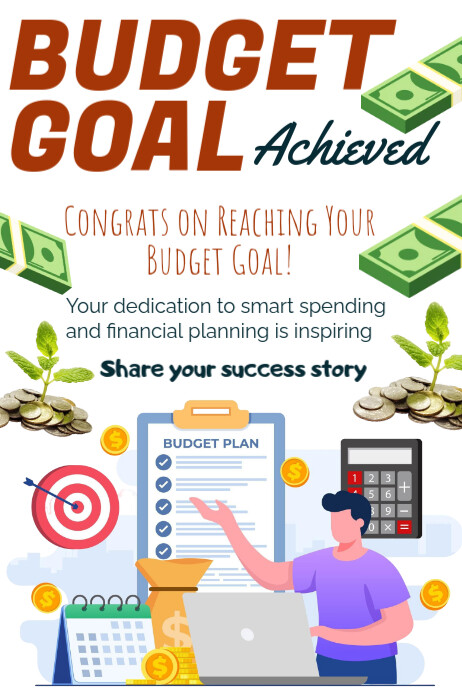 Copy of White Modern & Minimal Budget Goal Party Poster | PosterMyWall