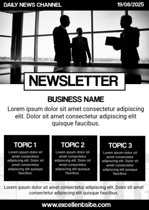 White Modern & Minimal Business Newsletter Template A6 | PosterMyWall