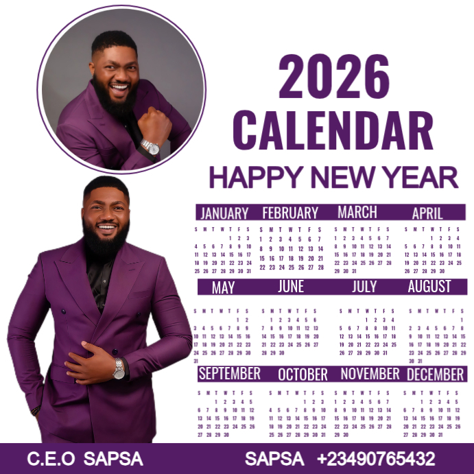 White Modern & Minimal C.e.o Happy New Year 2026 Calendar Design ...