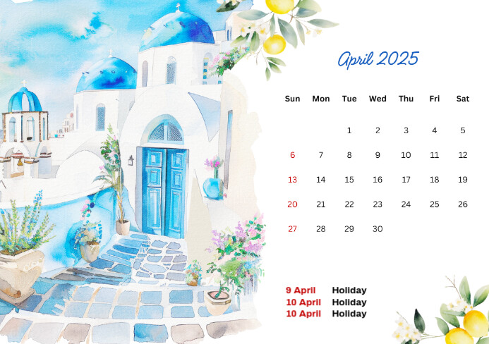 White Modern & Minimal Calendar April 2025 A5 Template | PosterMyWall