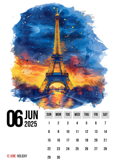 White Modern & Minimal Calendar June 2025 A4 Template | PosterMyWall
