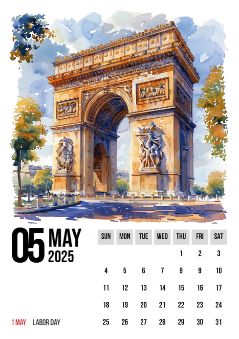 Copy of White Modern & Minimal Calendar May 2025 A4 | PosterMyWall