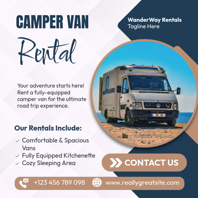 Copy of White Modern & Minimal Camper Van Rental Instagram Post ...