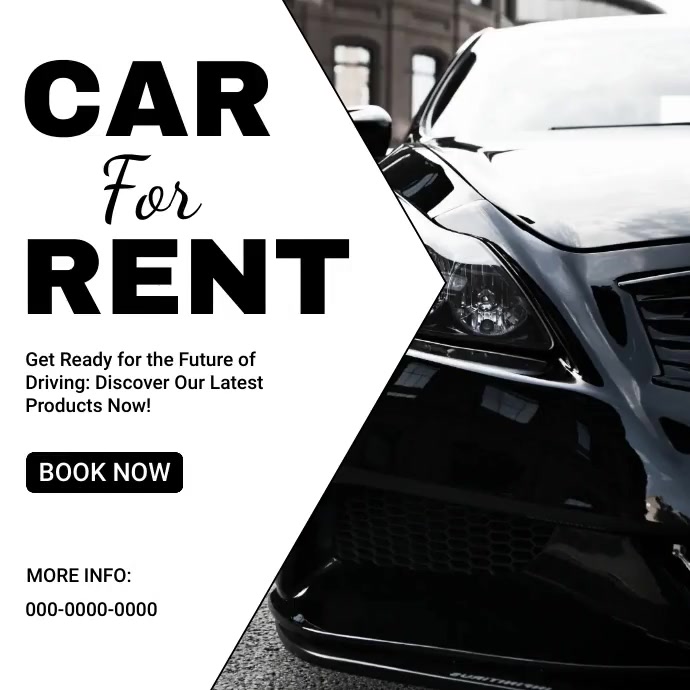 White Modern & Minimal Car Rent Instagram Pos Template | PosterMyWall