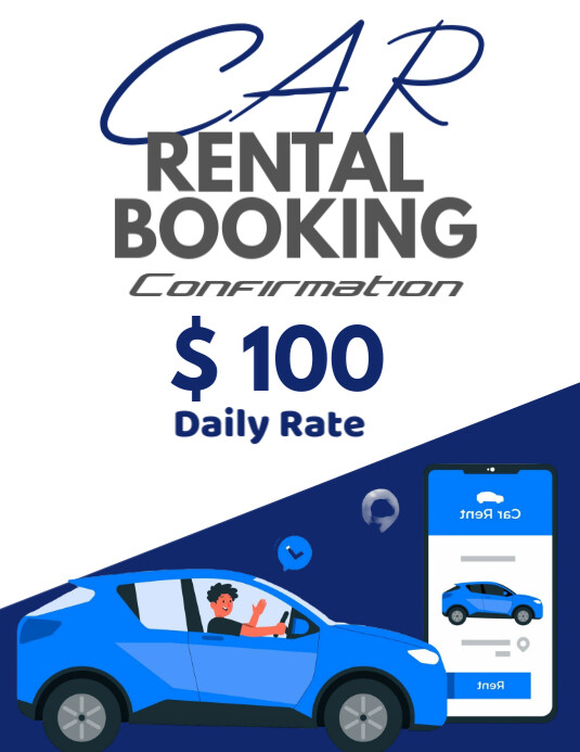 Copy of White Modern & Minimal Car Rental Booking Confirmation Flyer ...
