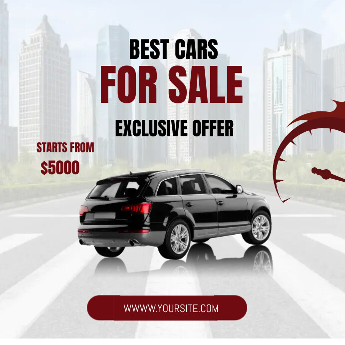White Modern & Minimal Car Sale Promo Card In Template | PosterMyWall
