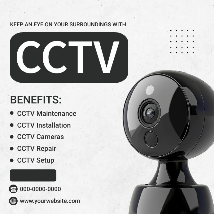 White Modern & Minimal Cctv Camera Instagram Template | PosterMyWall