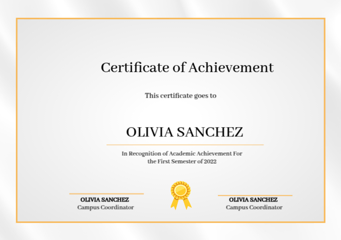 White Modern & Minimal Certificate Of Achievement A4 Template ...