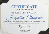White Professional Certificate Of Achievement Template A4 | PosterMyWall