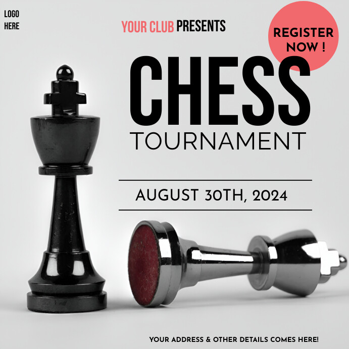 White Modern & Minimal Chess Tournament Insta Template | PosterMyWall