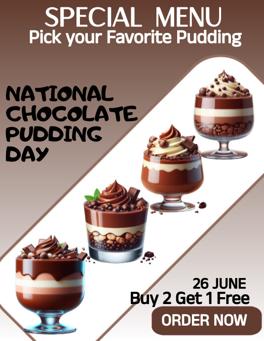 Copy of White Modern & Minimal Chocolate Pudding Fly | PosterMyWall