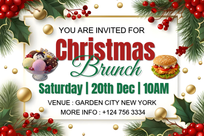 White Modern & Minimal Christmas Brunch Poster Template | PosterMyWall