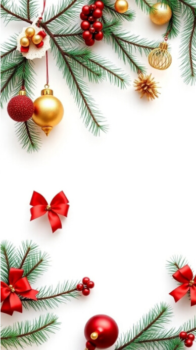 White Modern & Minimal Christmas Card Digital Display (9:16) Template ...