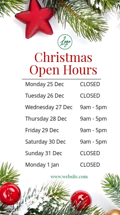 White Modern & Minimal Christmas Closure Dates Instagram Story Template ...