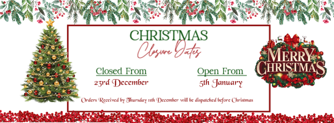 white Modern & Minimal Christmas Closure Dates Template Facebook Cover ...