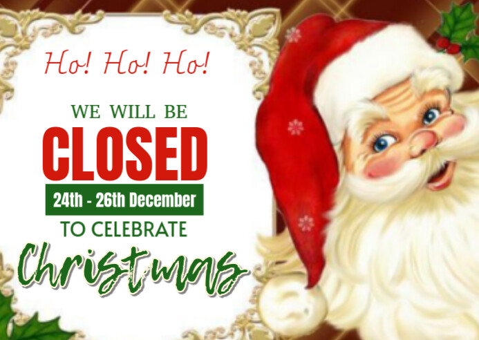 White Modern & Minimal Christmas Closure Postcard Template | PosterMyWall