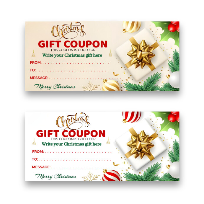White Modern & Minimal Christmas Gift Coupon Card Instagram Post ...