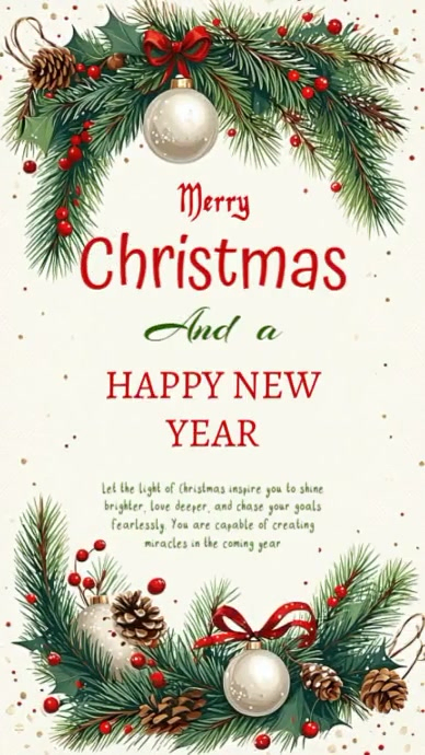 White Modern & Minimal Christmas Greeting Card Digital Display (9:16 ...