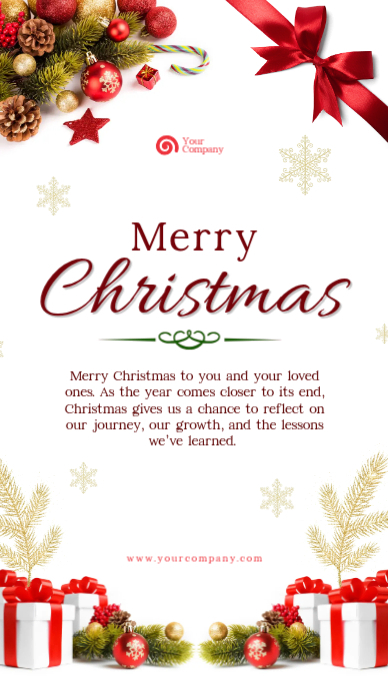 White Modern & Minimal Christmas greeting Instagram Story Template ...