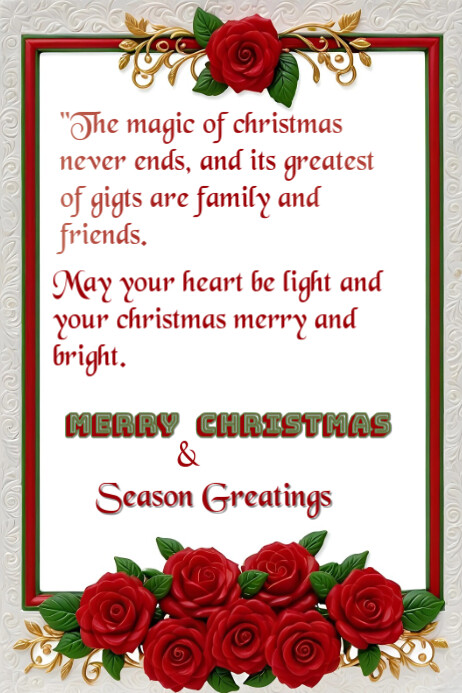 White Modern & Minimal Christmas Greetings Poster Template | PosterMyWall