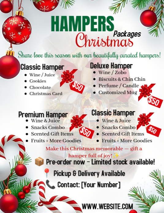 Copy of White Modern & Minimal Christmas Hamper Package Flyer (us ...