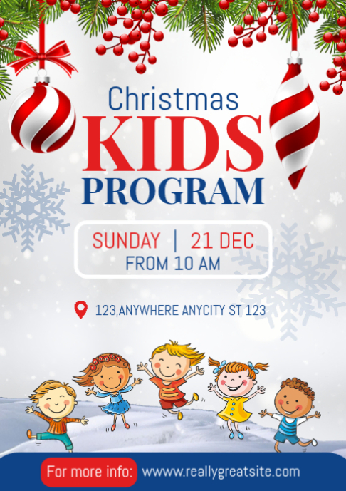 Plantilla de White Modern & Minimal Christmas Kids Program A2 ...