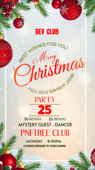 White Modern & Minimal Christmas Party Flyer Digital Display (9:16 ...