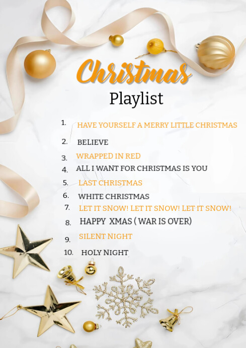 White Modern & Minimal Christmas Playlist Design A4 Template | PosterMyWall