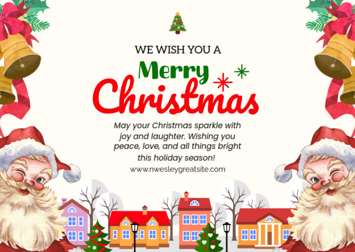 White Modern & Minimal Christmas Postcard Template | PosterMyWall