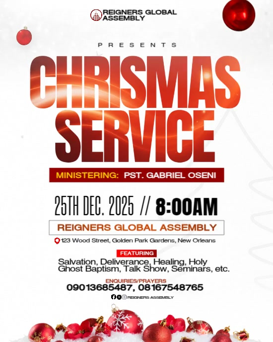 White Modern & Minimal Church Christmas Service Template Instagram ...