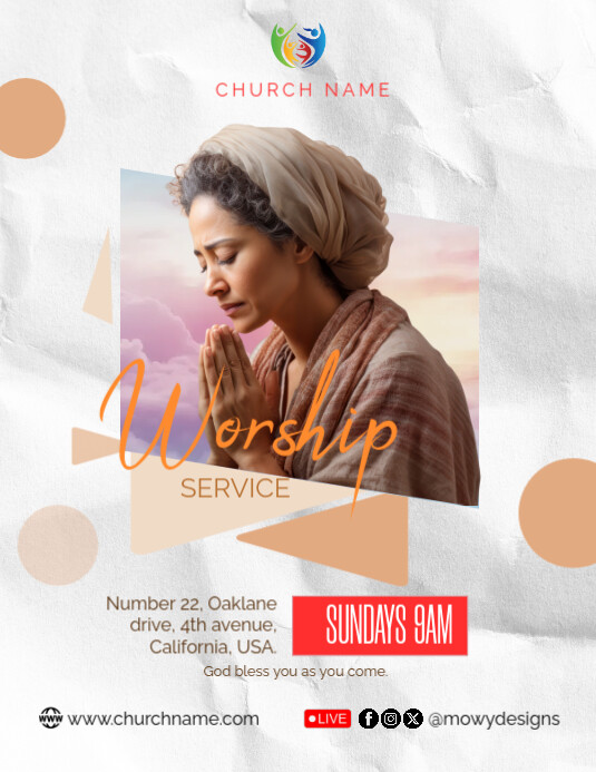 White Modern & Minimal Church Worship Service Flyer (us Letter ...