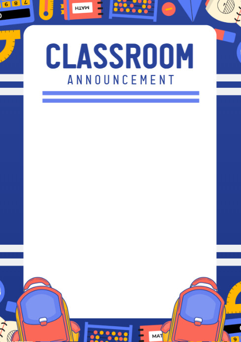 Copy of White Modern & Minimal Classroom Announcement A2 | PosterMyWall