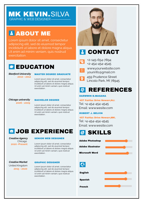 White Modern & Minimal Clean And Modern Resum Template | PosterMyWall