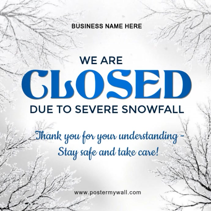 White Modern & Minimal Closed Due To Inclement Weather - Snow Day Alert ...