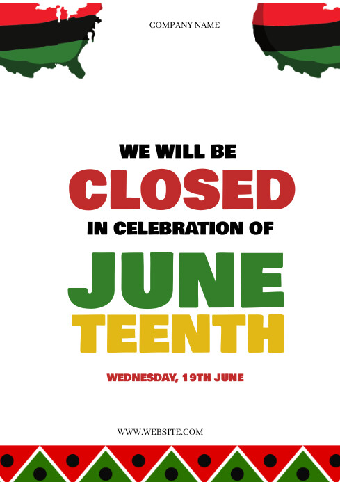 Copy of White Modern & Minimal Closed For Juneteenth | PosterMyWall