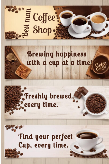 White Modern & Minimal Coffee Shop Banner 4' × 6' Template | PosterMyWall