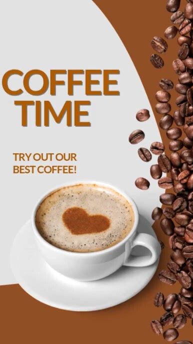 White Modern & Minimal Coffee Time Animation Instagram Reel Template ...