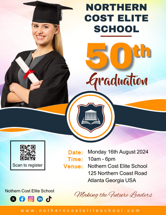 Copy of White Modern & Minimal College Graduation Inv | PosterMyWall