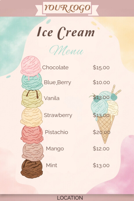 Copy of White Modern & Minimal Colorful Ice Cream Menu Scoop ...