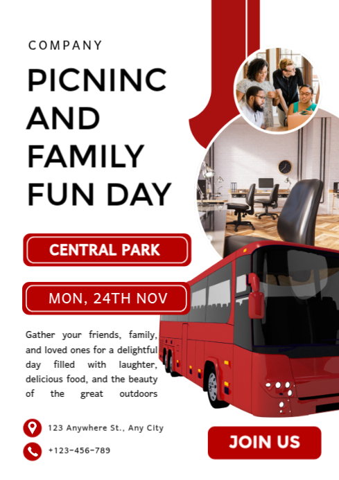 White Modern & Minimal Company Picnic And Fun Day Invitation Flyer Ad ...