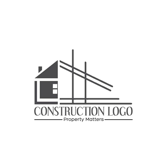 White Modern & Minimal Construction Logo Template | PosterMyWall