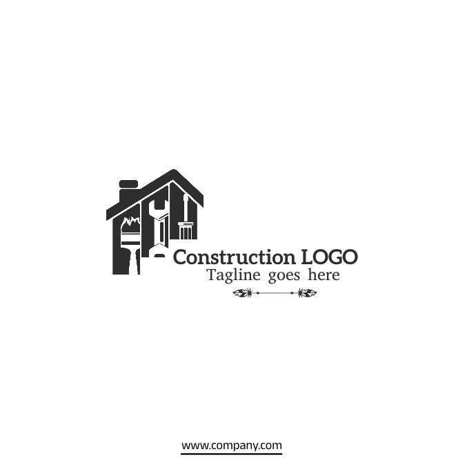 White Modern & Minimal Construction Logo Template | PosterMyWall