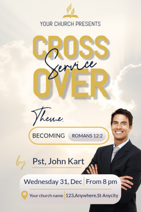 White Modern & Minimal Cross Over Service Poster Template | PosterMyWall