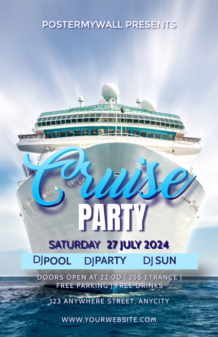 White Modern & Minimal Cruise Party Tabloid Template | PosterMyWall