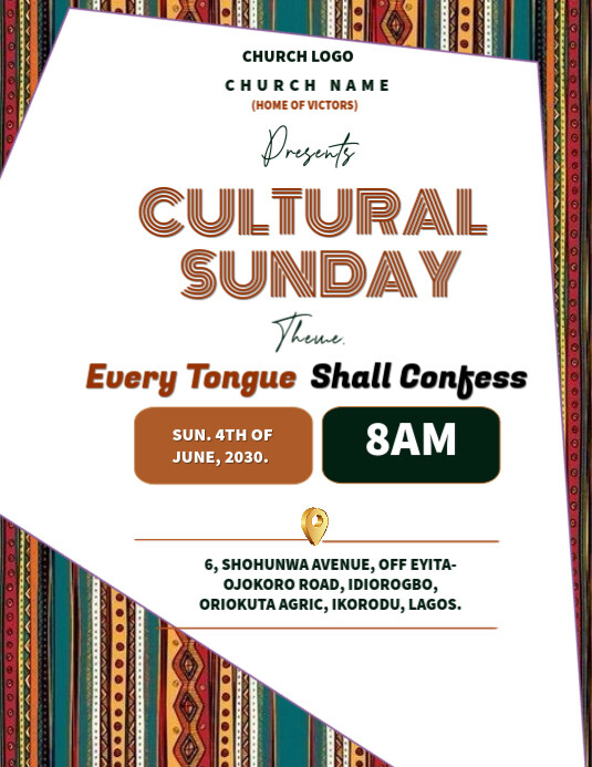 Plantilla de White Modern & Minimal Cultural Sunday Flyer (us Letter ...