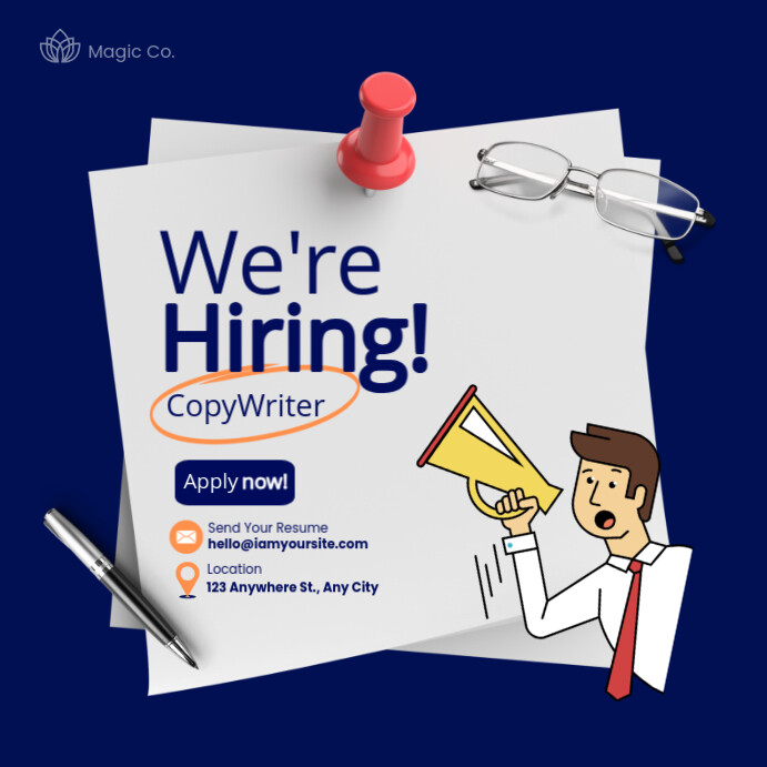 Copy of White Modern & Minimal Dark Blue Simple Job Hiring Pos ...