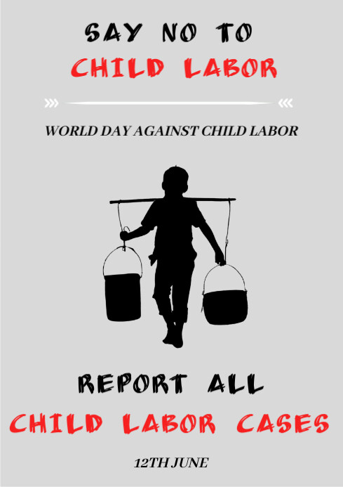 White Modern & Minimal Day Against Child Labor Flyer A4 Template ...